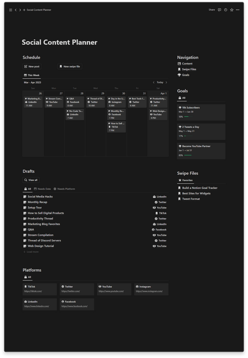 Notion Social Content Planner